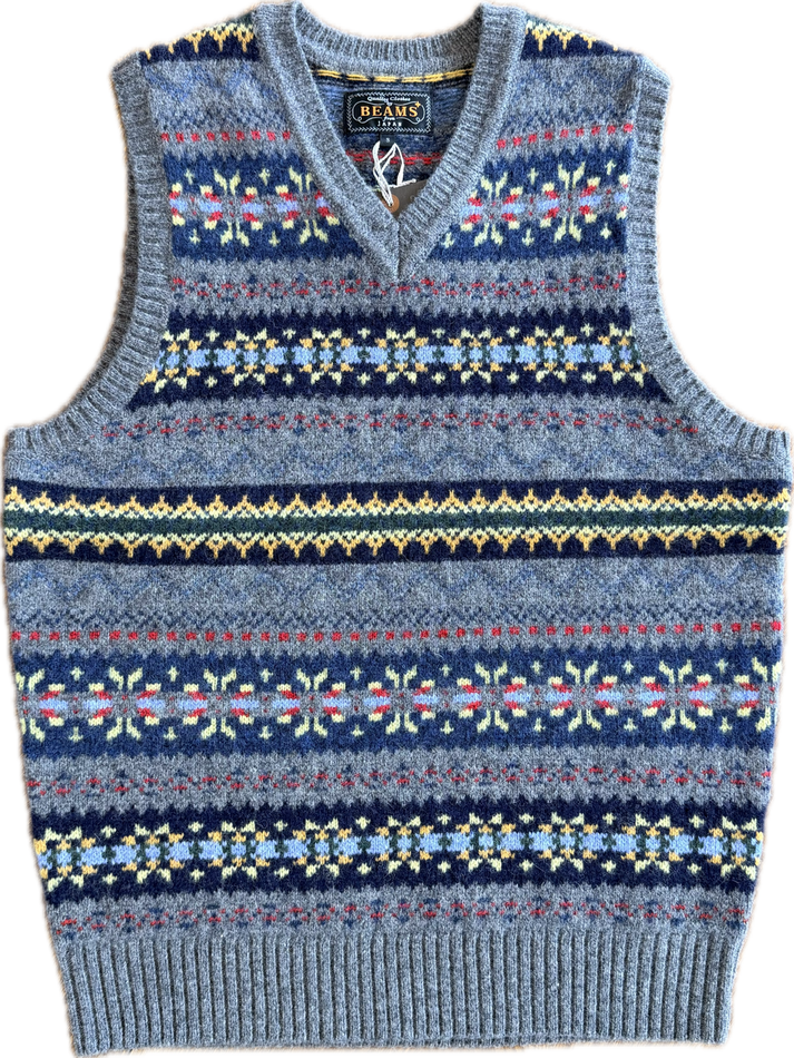Beams Plus Fair Isle Vest - Grey/Multi – claymoreshop