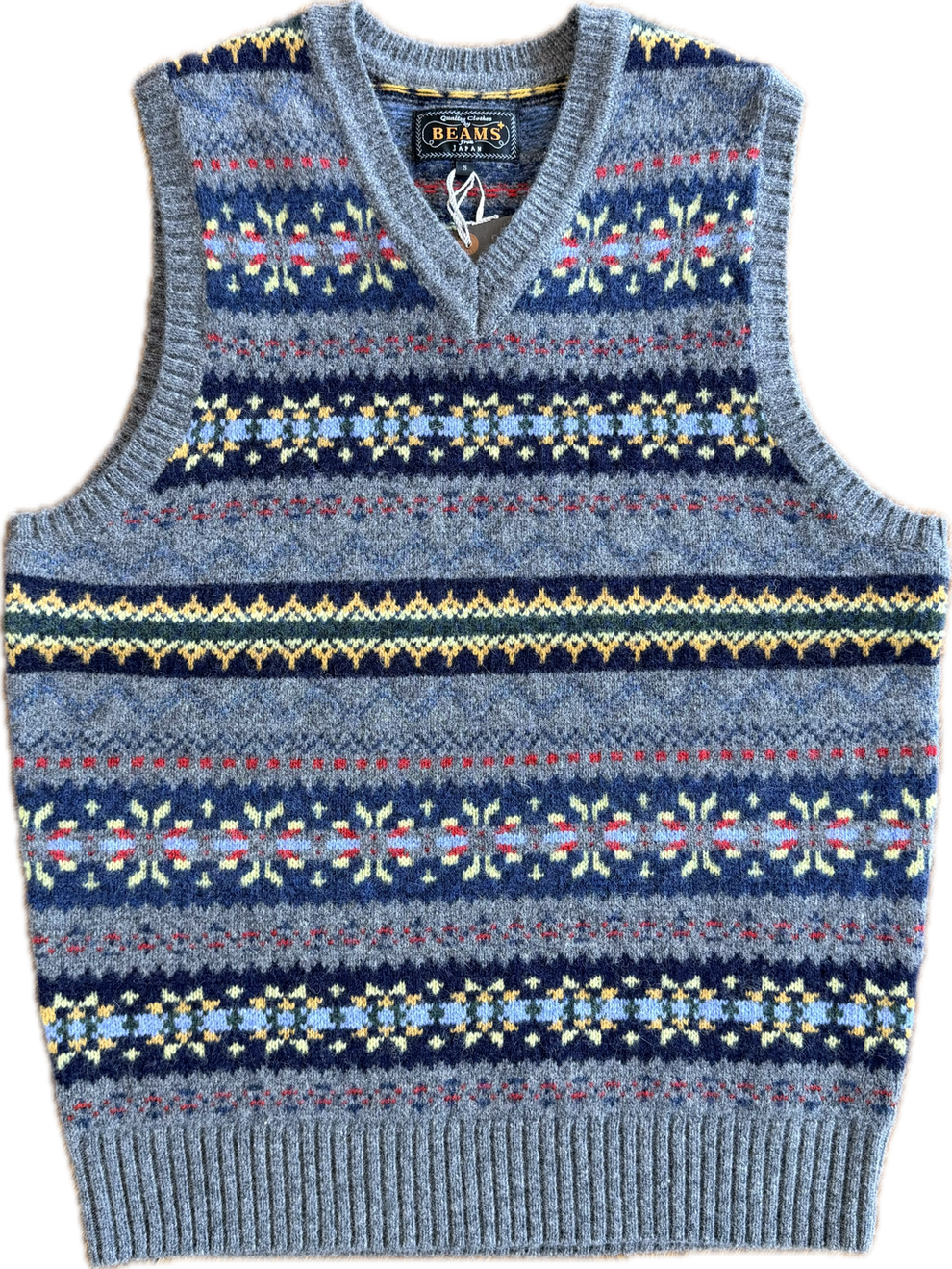Beams Plus Fair Isle Vest - Grey/Multi – claymoreshop