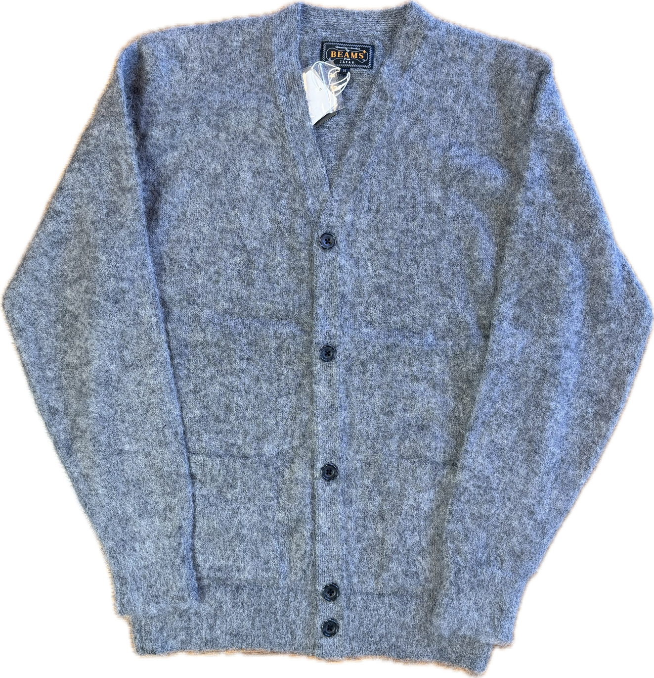 Beams Plus Shaggy Mohair Cardigan – Mid Grey – claymoreshop