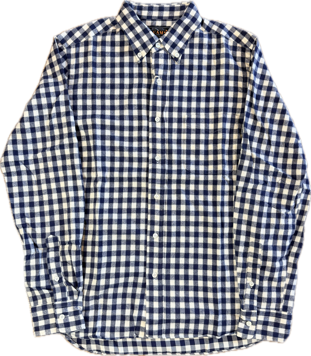 Beams Plus Button-Down Flannel Check Shirt – Navy/White – claymoreshop